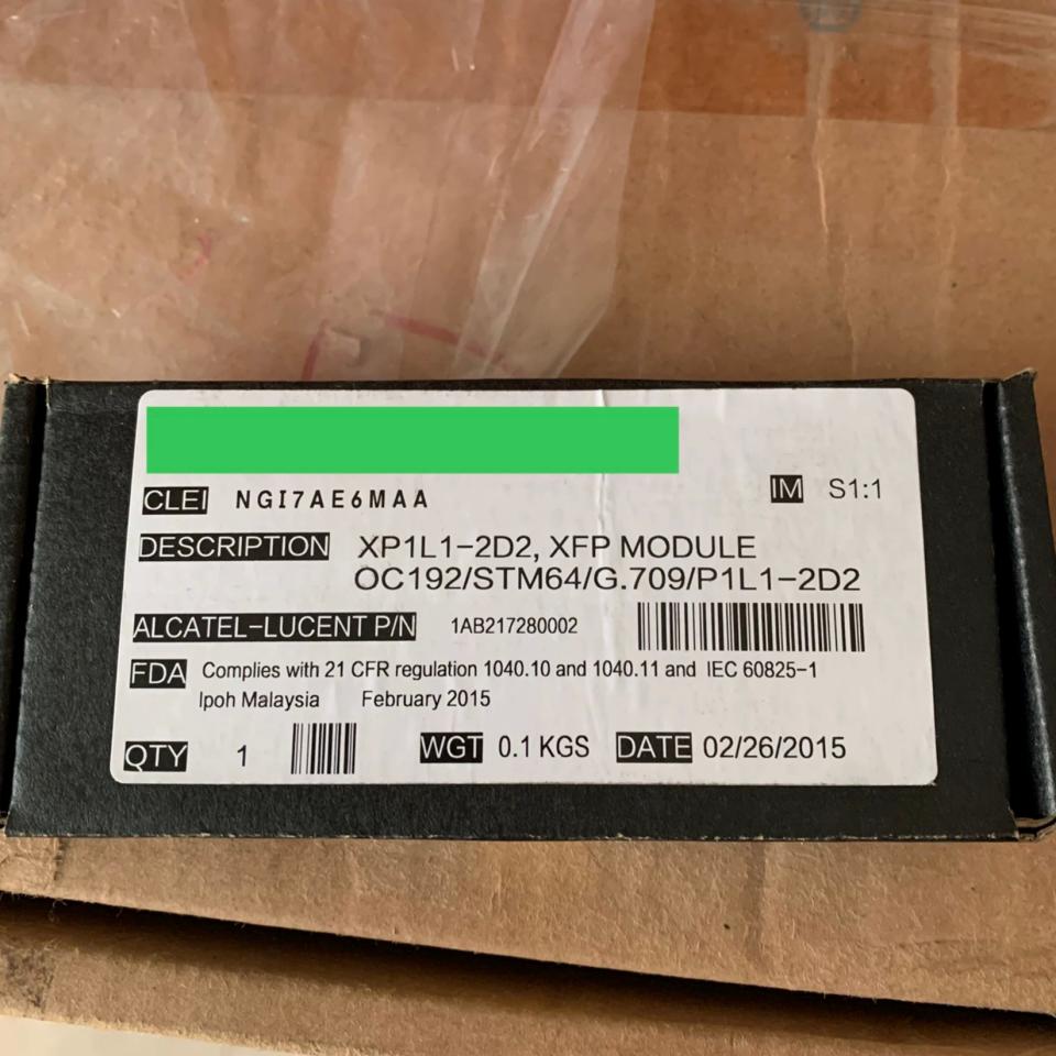Alcatel-Lucent-1AB217280002-NGI7AE6MAA-XP1L1-2D2 XFP Module